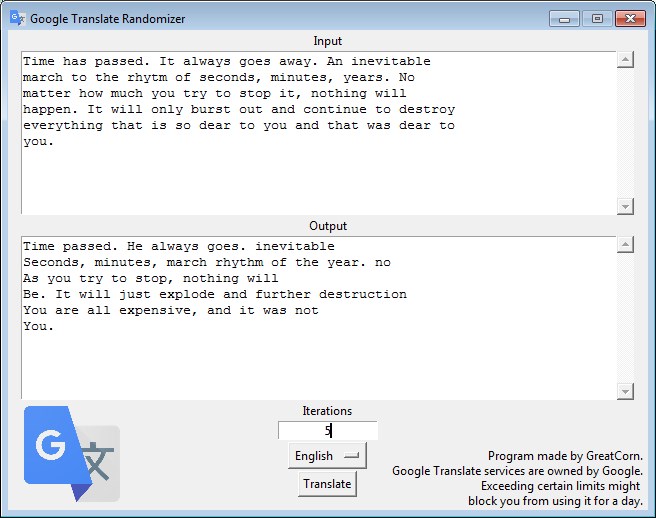 GreatCorn - Google Translate Randomizer